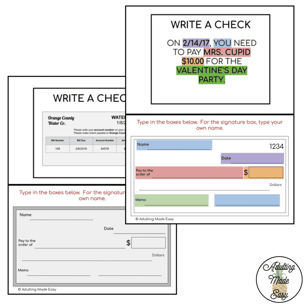 Writing Checks & Receipts Worksheets and Google Slides