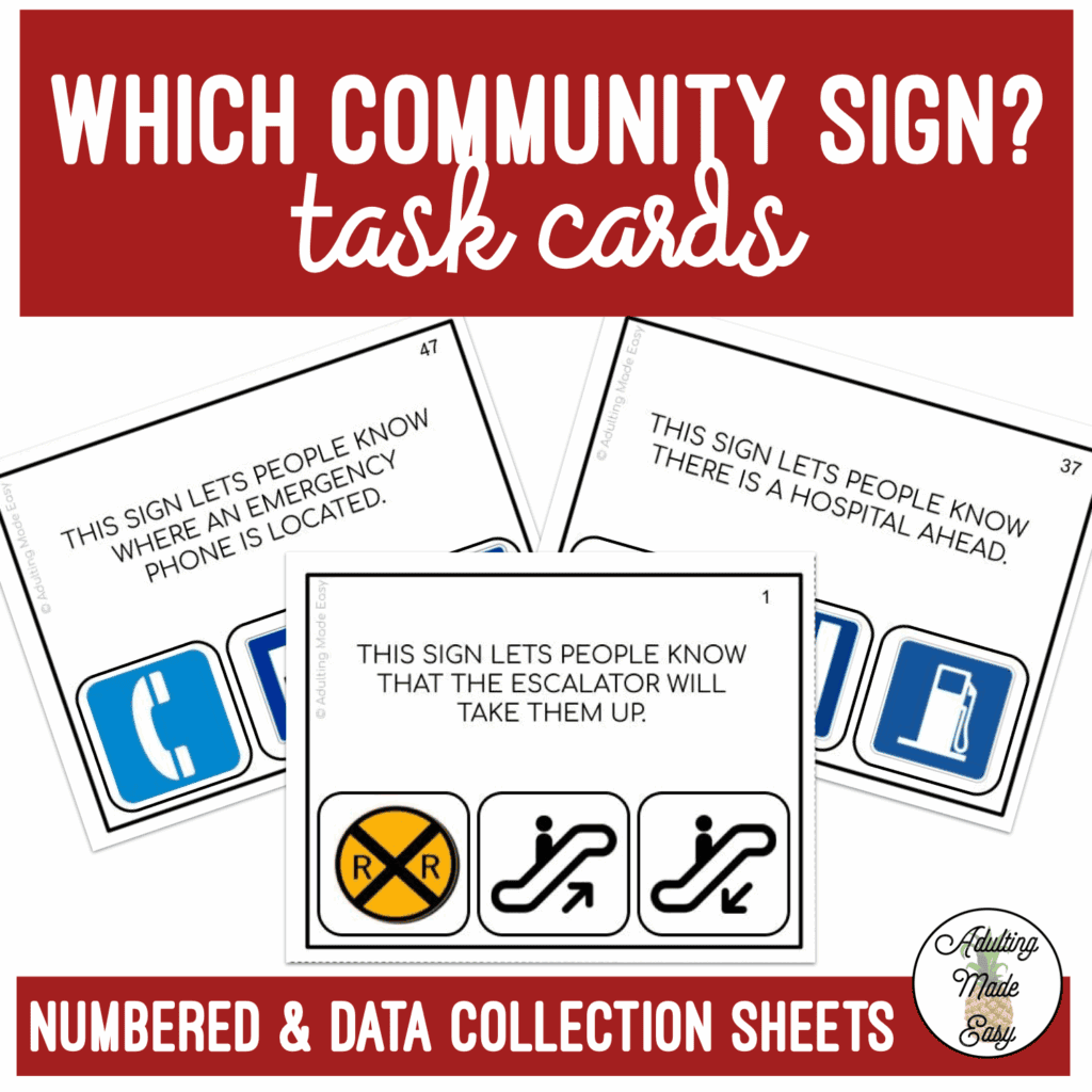 Which Community Sign Mobility Training Task Cards
