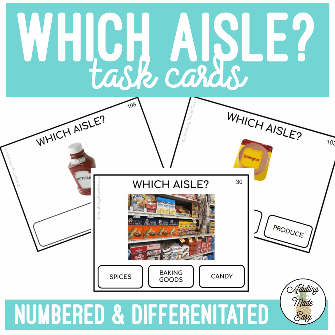 Which Aisle? Grocery Store Task Cards