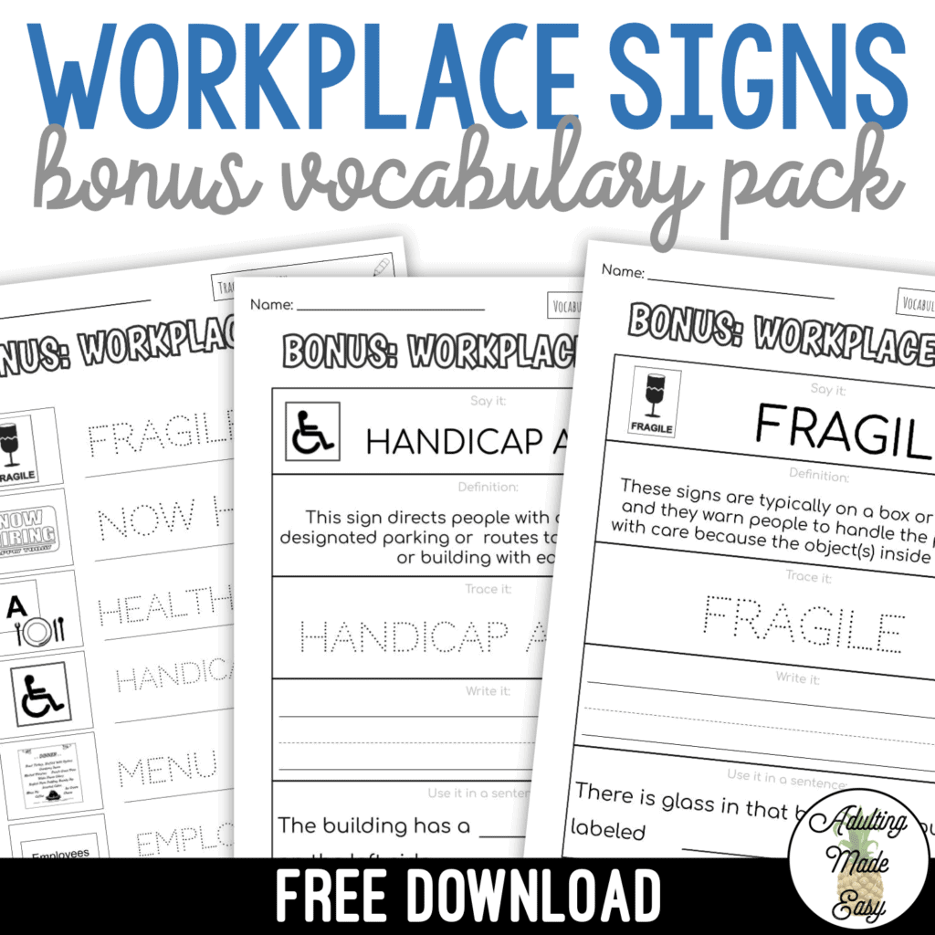 Workplace Signs Vocabulary Pack Sampler