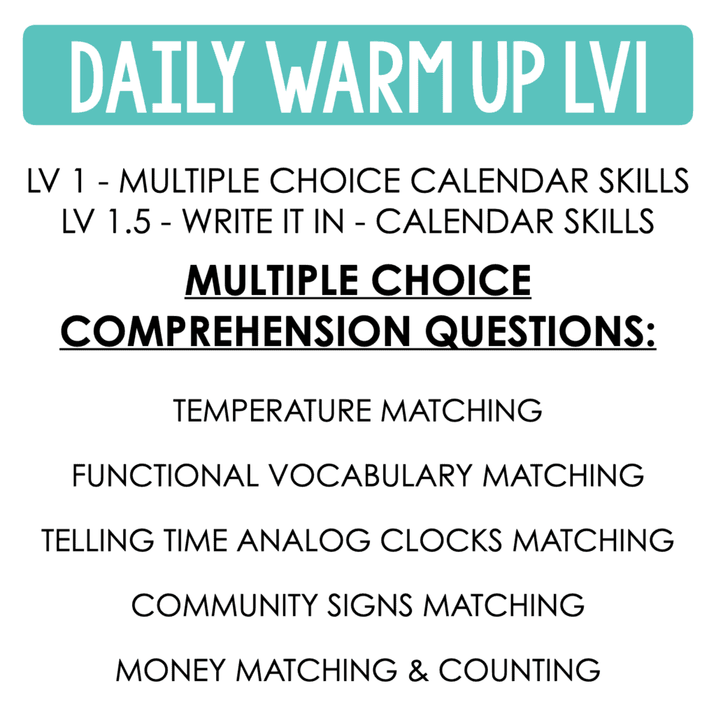 Life Skills Daily Warm Up Worksheets BUNDLE