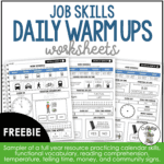 Job Skills Daily Warm Up Worksheets FREEBIE