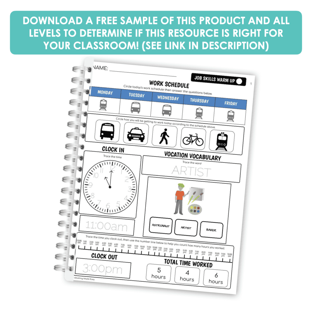 Job Skills Daily Warm Up Worksheets Level 1