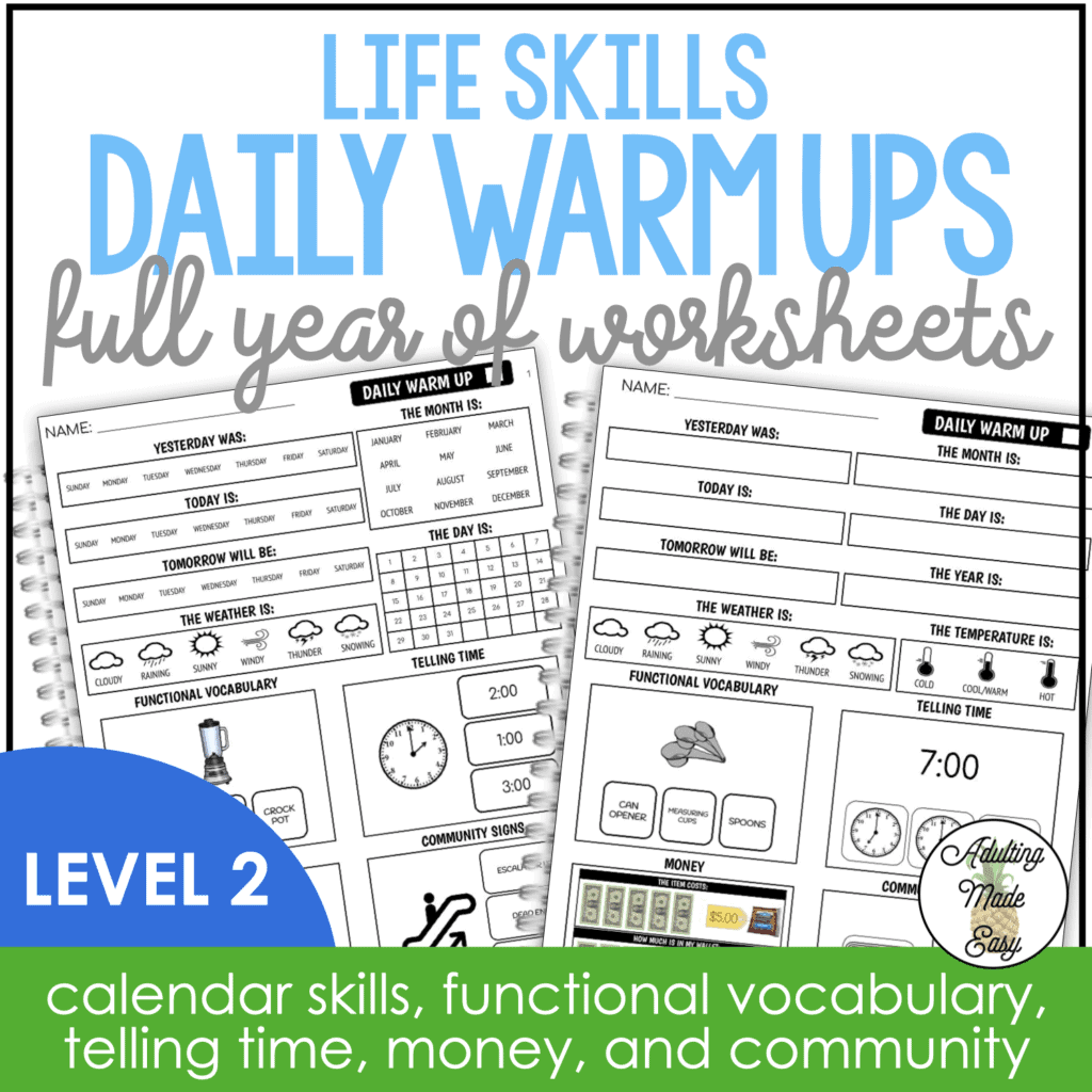 Life Skills Daily Warm Up Worksheets Level 2
