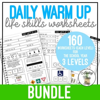 Life Skills Daily Warm Up Worksheets BUNDLE