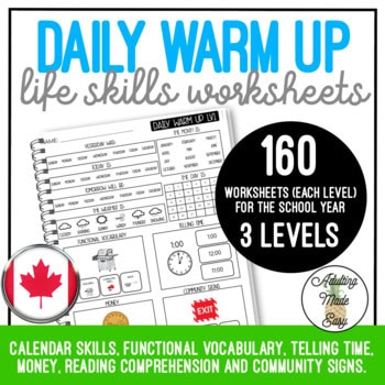 Life Skills Daily Warm Up Worksheets CANADIAN