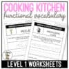 Cooking & Kitchen Functional Vocabulary LEVEL 1 Worksheets