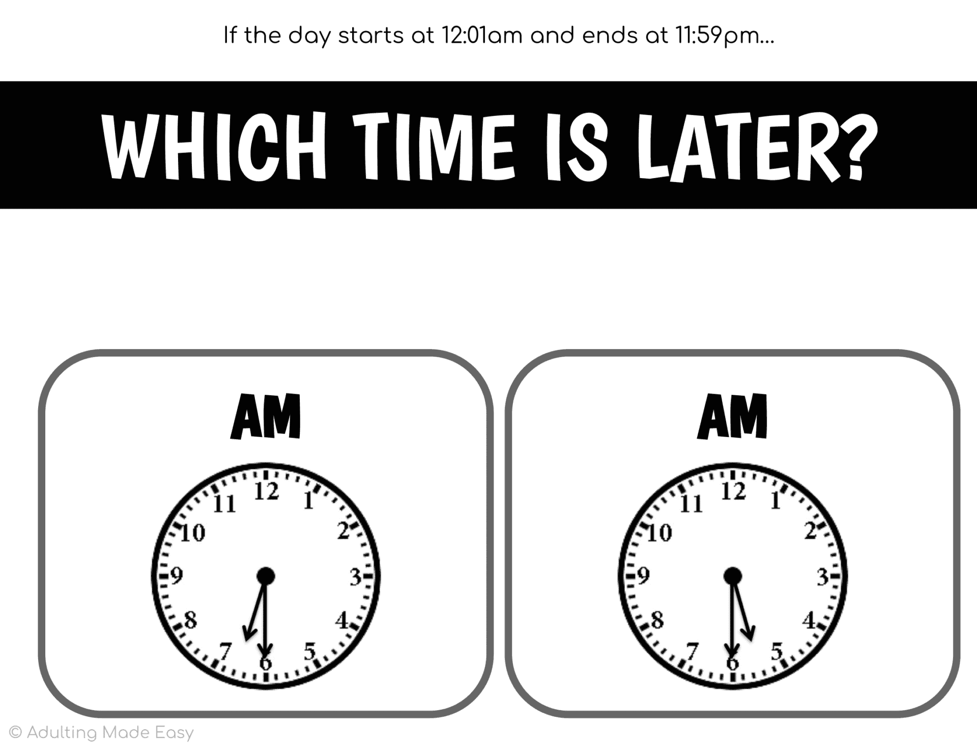 Which Time is Earlier/Later Analog Clocks Task Cards