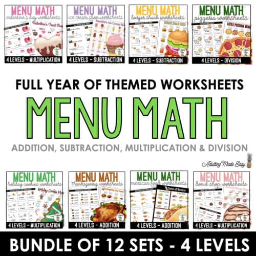 Menu Math Full Year Bundle