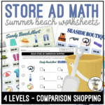 Beach Store Ad Math Comparison Shopping Worksheets