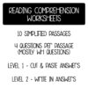 Life Skills Simplified Reading Comprehension Worksheet BUNDLE