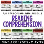 Life Skills Simplified Reading Comprehension Worksheet BUNDLE