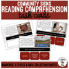 Community Signs Simplified Reading Comprehension Task Cards