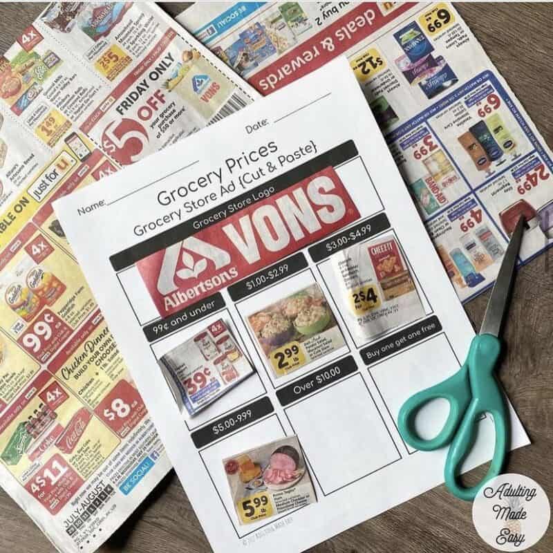 Find The Price Money Math - Store Ad {Cut & Paste} Worksheets