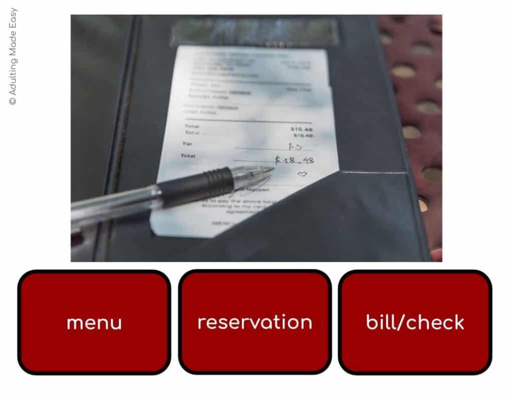 Restaurant Vocabulary Word to Picture Digital Task Cards
