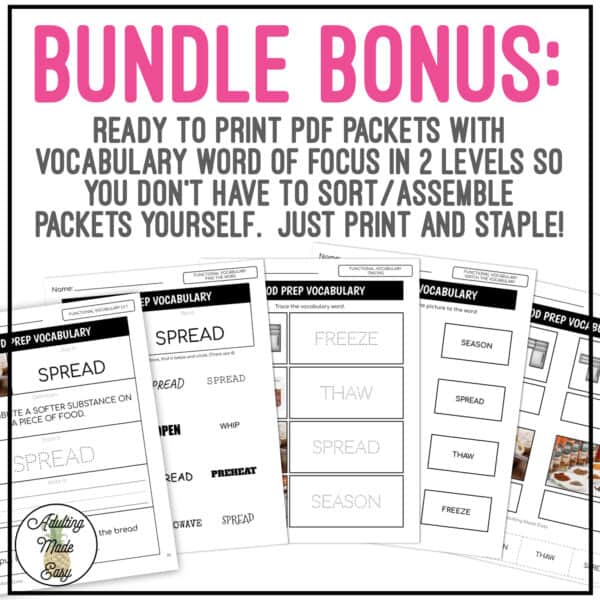 Food Prep Functional Vocabulary BUNDLE