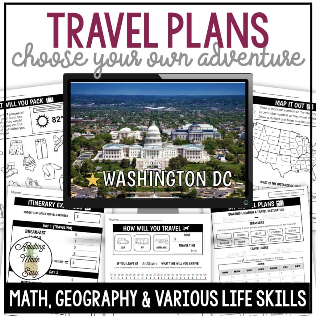 Travel Plans Activity Pack 7 - Washington DC