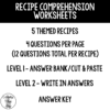 Reading Halloween Recipes Worksheets