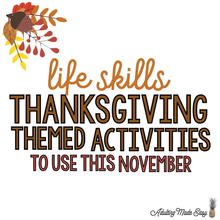 Life Skills Thanksgiving Themed Activities