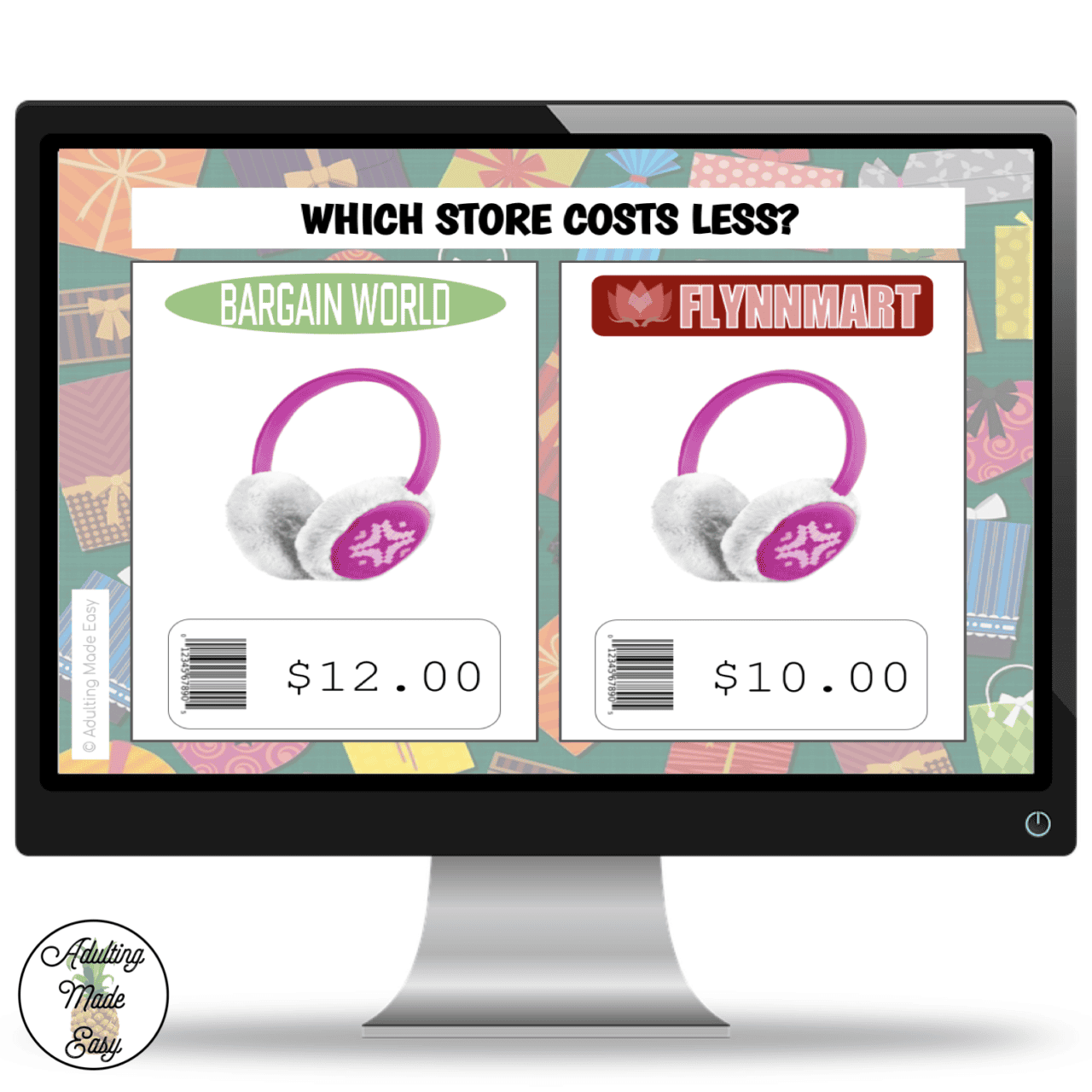 Holiday Gift Comparison Shopping Digital Task Cards