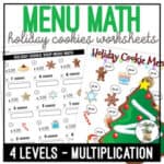Holiday Cookie Shop Menu Math Multiplication Worksheets