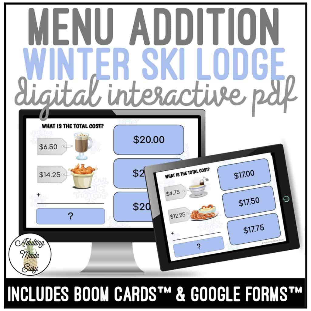 Winter Ski Lodge Addition Digital Task Cards
