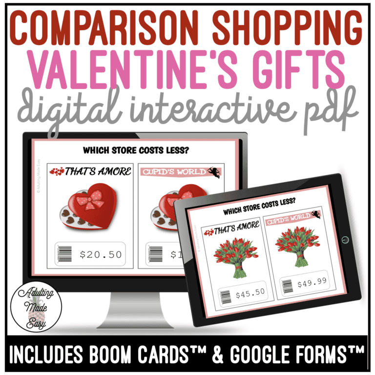 Valentine's Gift Comparison Shopping Digital Task Cards