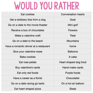 Would You Rather - Valentine's Day Activity