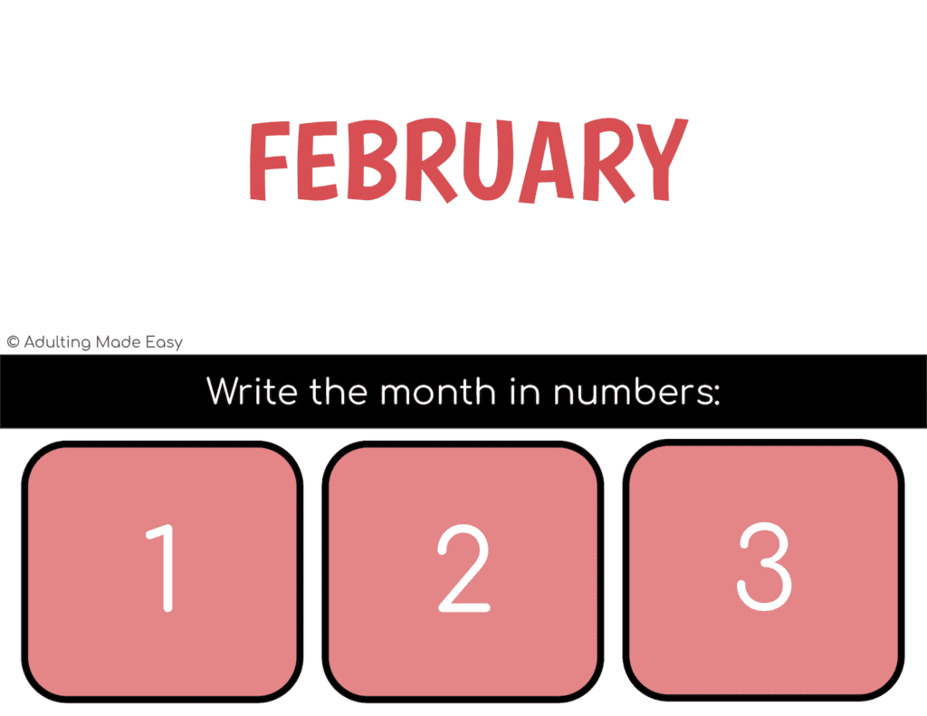 Writing The Month with Numbers Digital Task Cards