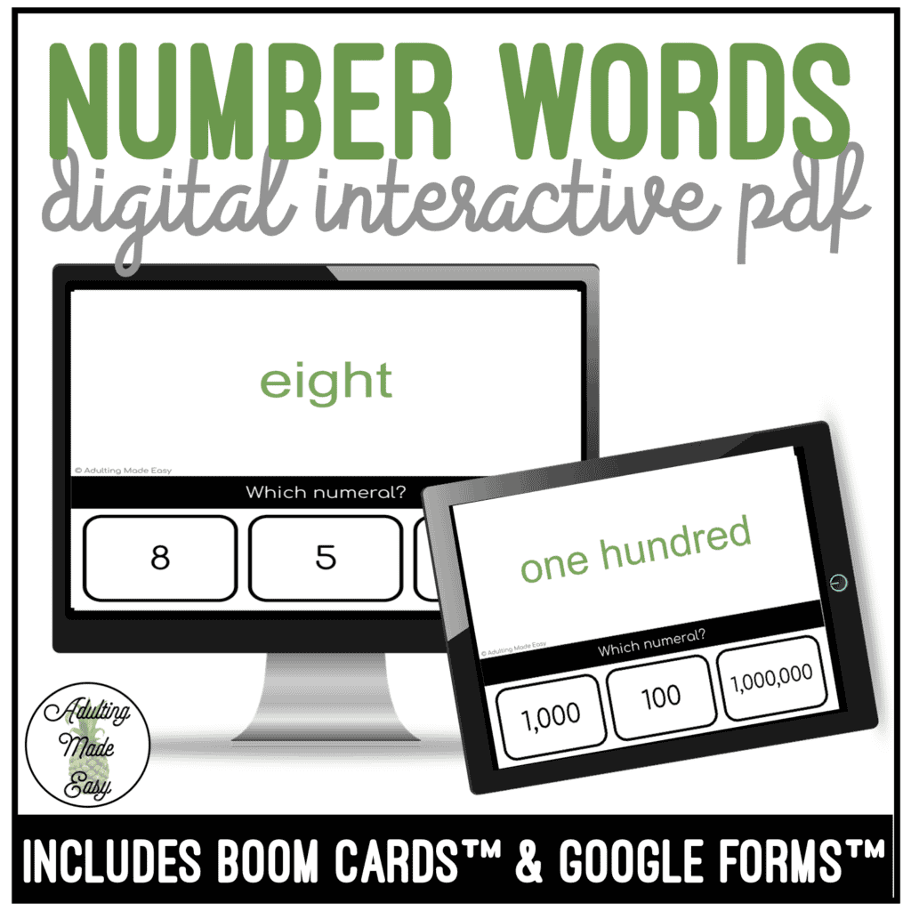 Number Words Digital Task Cards