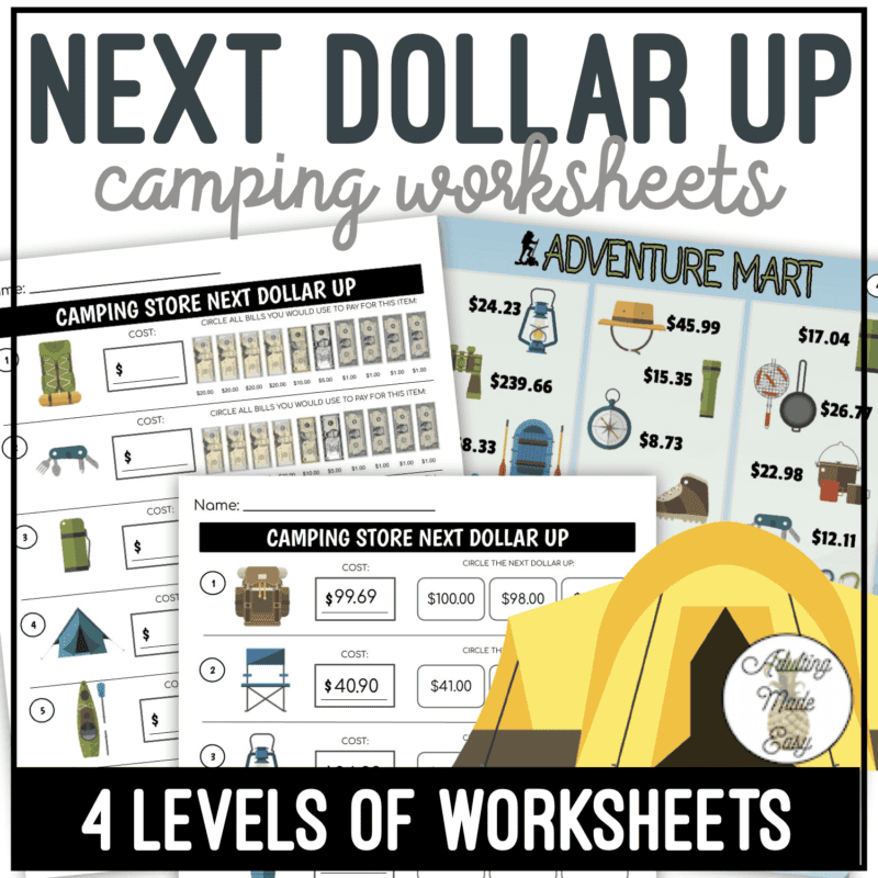 Camping Store Next Dollar Up Worksheets