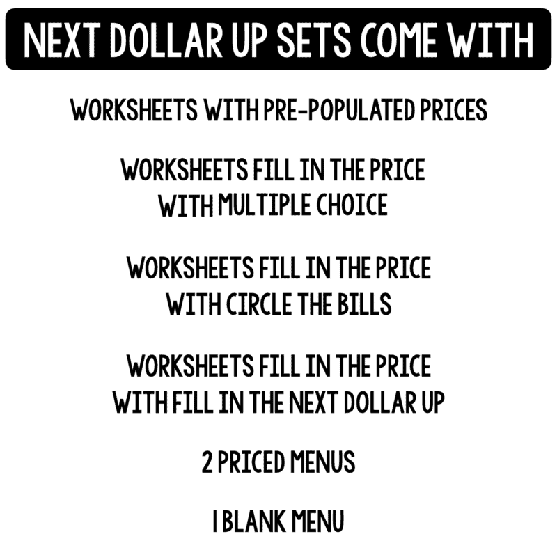 Camping Store Next Dollar Up Worksheets