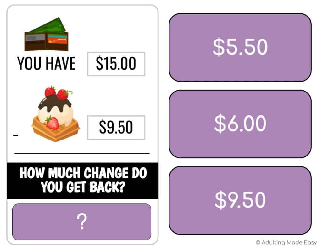 Ice Cream Shop - Menu Subtraction Digital Task Cards