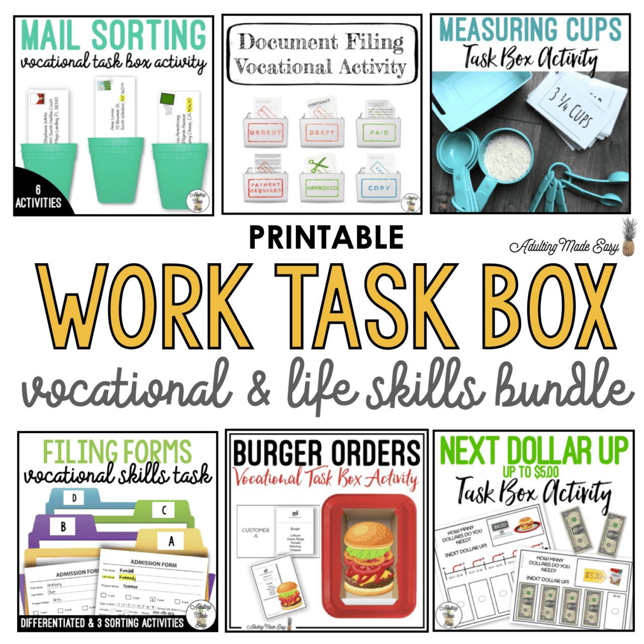 Vocational & Life Skills Printable Work Task Box Bundle