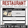Restaurant Functional Vocabulary WORD OF THE DAY