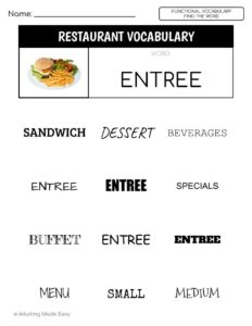 Restaurant Functional Vocabulary BUNDLE - Adulting Made Easy LLC