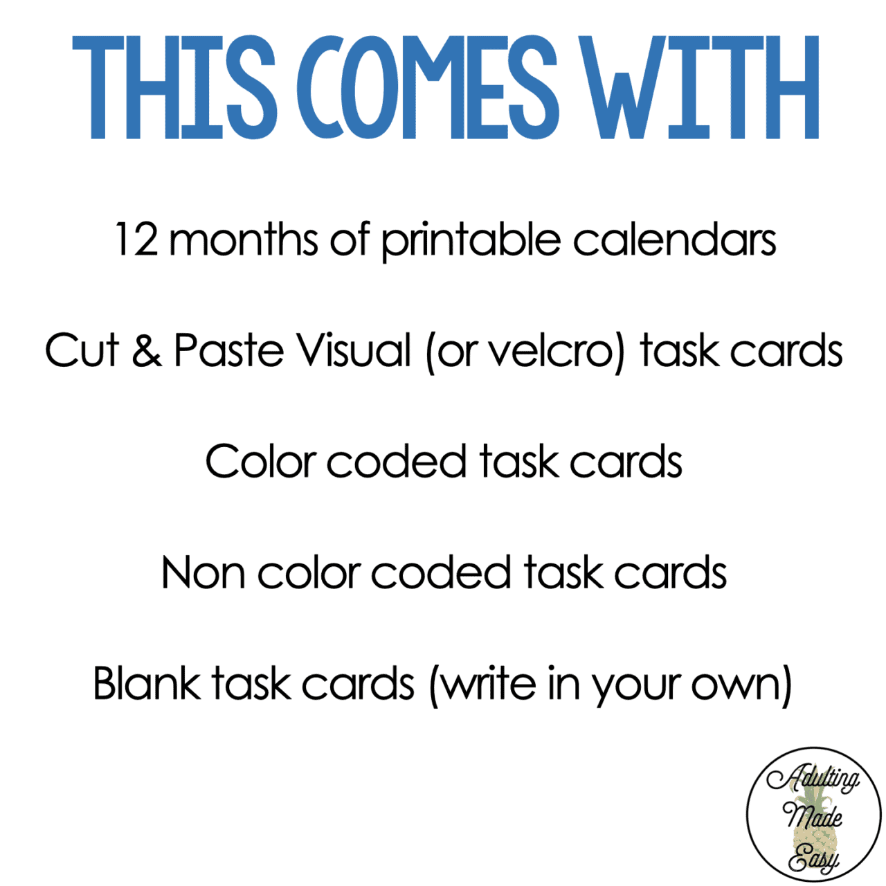 Write The Plans On The Calendar Work Task Box Activity
