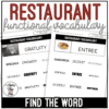 Restaurant Functional Vocabulary WORD OF THE DAY