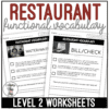 Restaurant Functional Vocabulary LEVEL 2 Worksheets