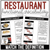 Restaurant Functional Vocabulary DEFINITIONS Worksheets - Adulting Made ...