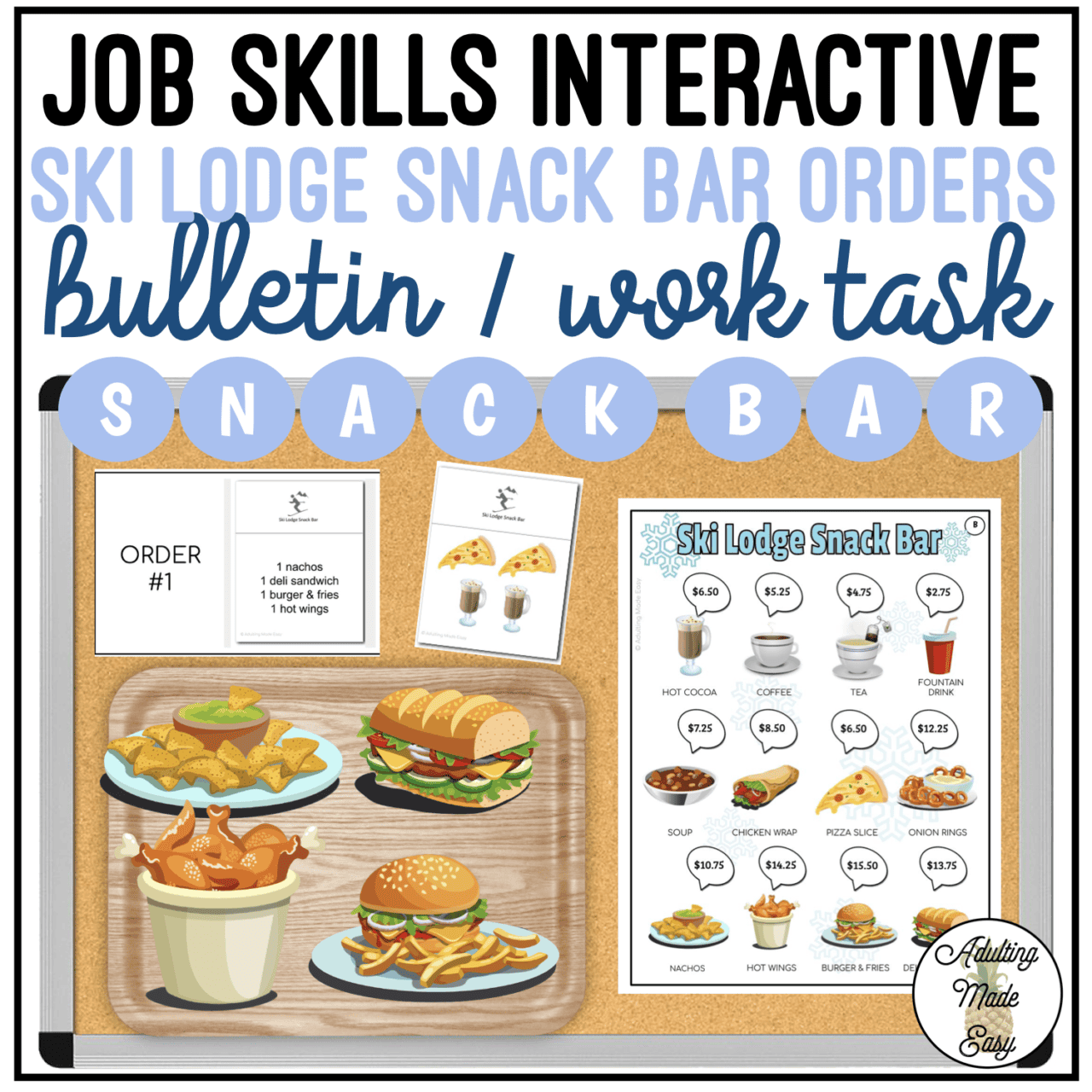 Winter Snack Bar Order Interactive Bulletin Board Work Task - Adulting ...