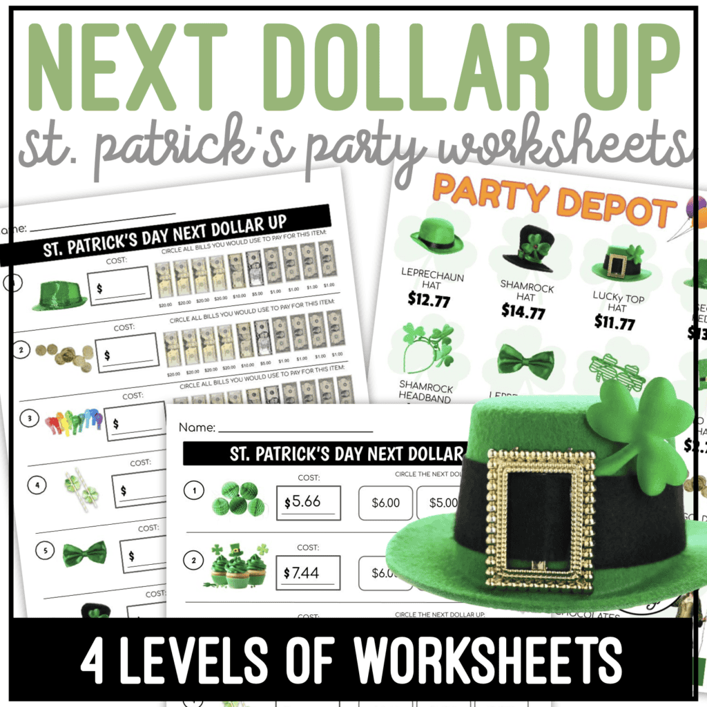 St. Patrick's Party Store Next Dollar Up Worksheets - Adulting Made ...