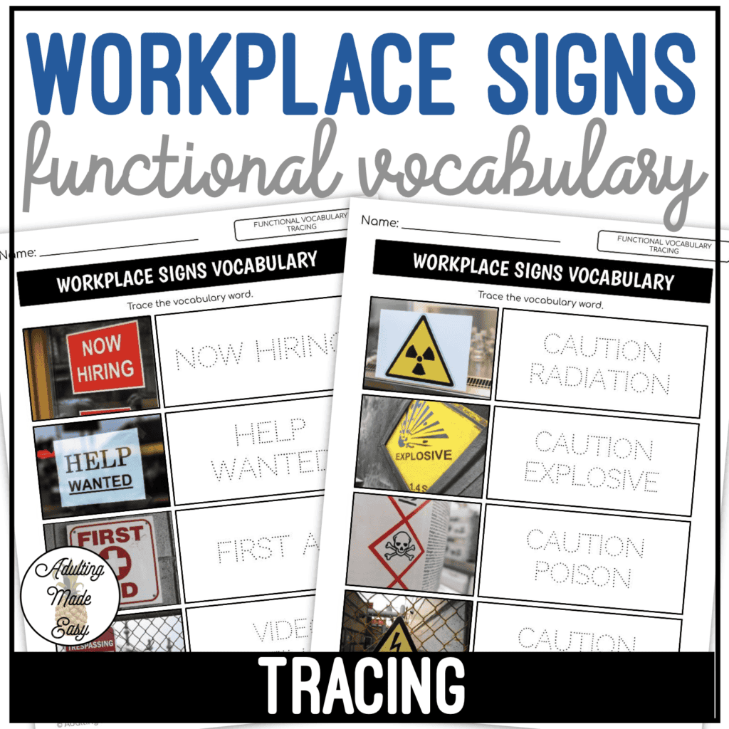 Workplace Signs Functional Vocabulary BUNDLE - Adulting Made Easy LLC