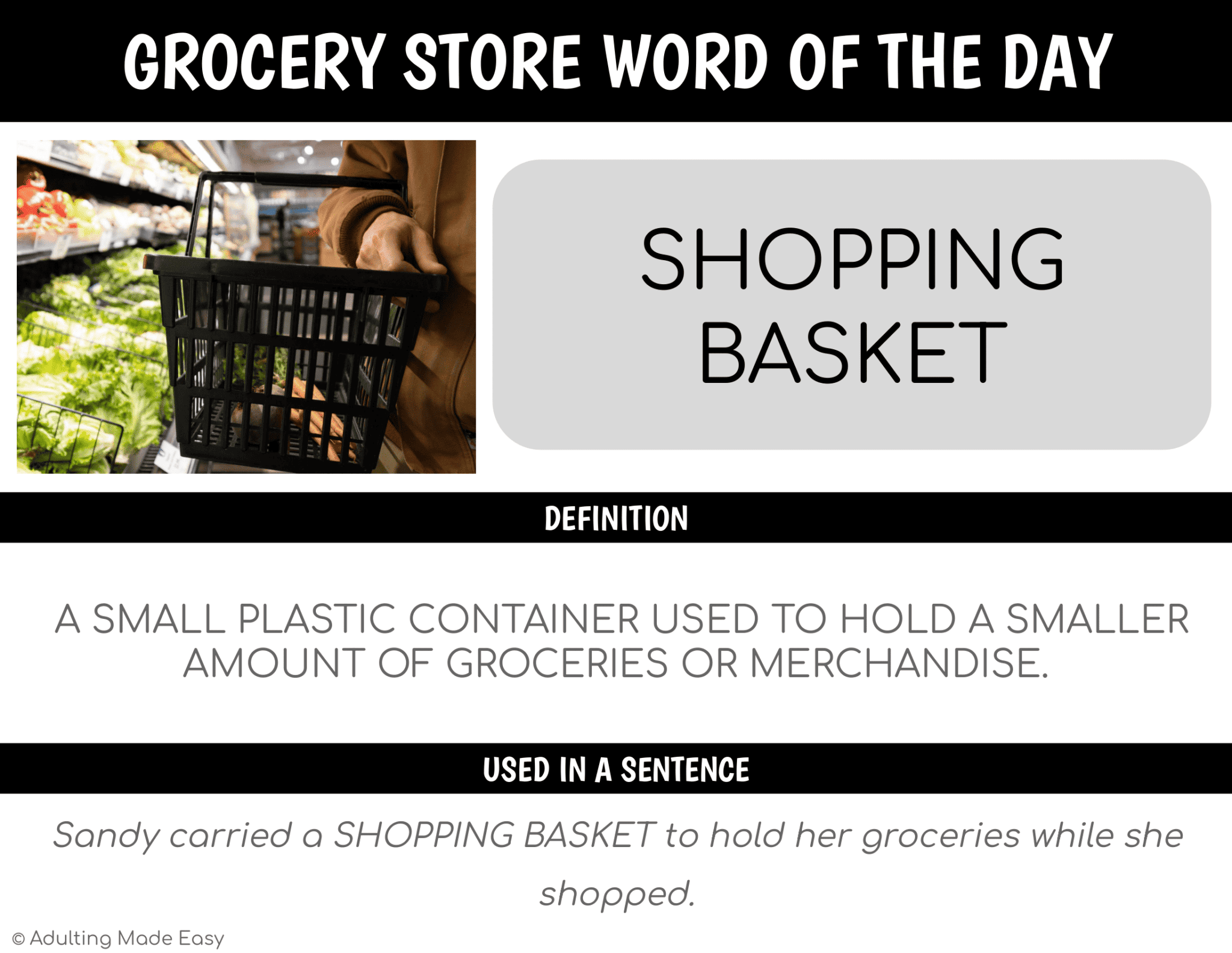 Grocery Store Vocabulary WORD OF THE DAY Google Slides - Adulting Made ...