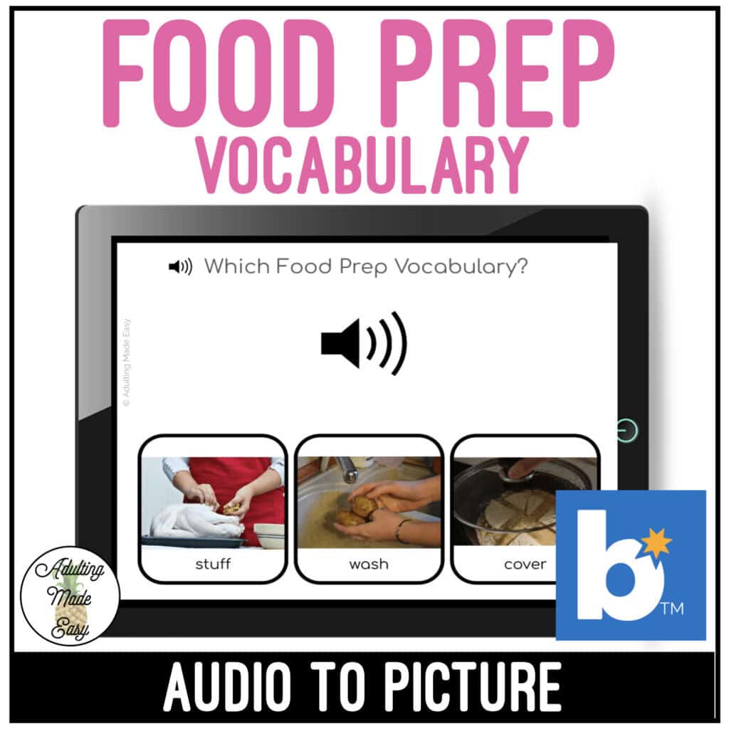 Which Food Prep Vocabulary? Picture to Audio Boom Cards - Adulting Made ...